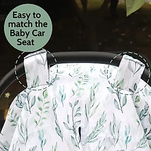 DILIMI Car Seat Covers for Babies, Peekaboo Opening Infant Car Seat Canopy for Baby Boys Girls, 2 in 1 Mom Nursing Breastfeeding Covers, Minky Warm Carseat Canopy for Newborn, Green Leaf