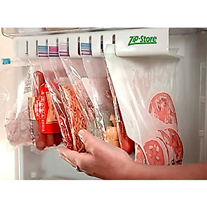 Zip n Store - Your Refrigerator Organizer Bins - Ziploc Bags Easy Fridge Organizer - Organizes 10 Bags, Perfect For Leftovers, Easy To See & Install, Access Food, Does not come with Tracks - Door