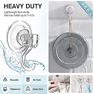 VIS'V 2 Pcs Large Suction Cup Hooks with 2 Pcs Small Suction Cup Hooks