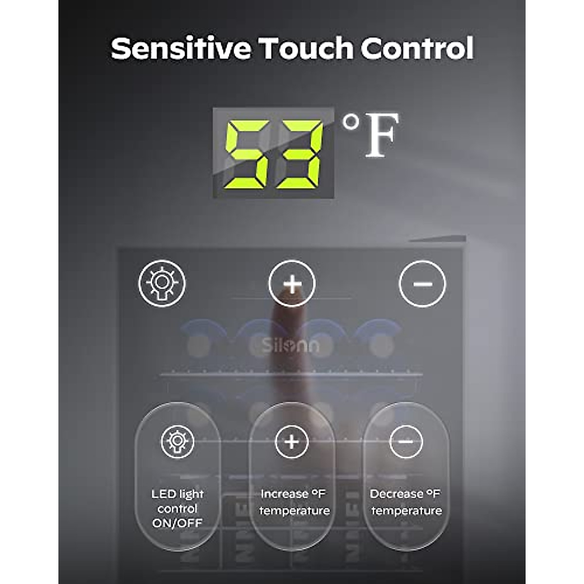 Silonn 16 Bottle Wine Cooler/Cabinet Beverage Refrigerator,Small Mini Wine Cellar for Red,White,Champagne or Sparkling Wine,40f-61f Digital Temperature Control Wine Fridge Glass Door