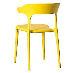 Fabulaxe Modern Plastic Outdoor Dining Chair with Open U Shaped Back, Yellow Set of 2