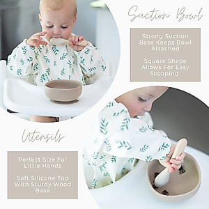 Little Keegs Baby Feeding Set - Baby Must Haves Gift Set - Baby Led Weaning Supplies - Toddler Silicone Dishes - Suction Baby Bowl, Bib, Snack Cup, Utensils, Baby Plate Set of 8 (Pink)