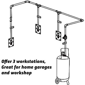 WYNNsky Shop Air Line Kit, 3/8 Inch (9.5MM) OD × 60 Feet Nylon Compressed Air Pipe, 200PSI, Cutter, Tees, Mounting clips, Connectors, 49PCS Garage Air Compressor Accessories Master Kit