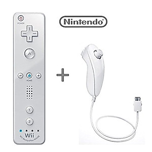 Official Nintendo Wii/Wii U Remote Plus Controller and Nunchuk Combo Bundle Set [White] (Bulk Packaging)