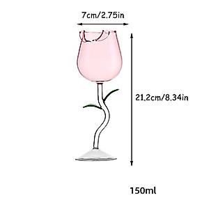 YGHQAP 5 OZ Creative Rose Flower Wine Glasses Set of 2, Crystal Red Wine Glasses, Rose Flower Goblet Wine Cocktail Juice Glass for Party Wedding Festival Bar