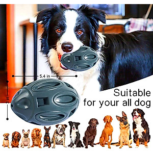 vnice Indestructible Squeaky Dog Toy,Elasticity Rubber Rugby,Puppy Clean Toothbrush, Anxiety Release, Pet Interactive Ball Toy for Small Medium and Large Breed(Gray)