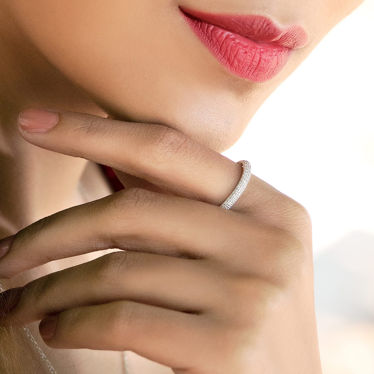 Dazzlingrock Collection 0.25 Carat (Cttw) Round White Diamond 3 Row Studded Stackable Wedding Band for Women in 10K White Gold Size 7