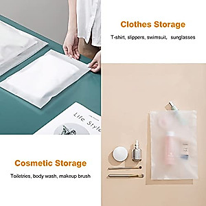 Hotyin 20pcs Travel Storage Bags, Plastic Packaging Bags with Vent 25*35cm, Frosted Zip-lock Poly Bags Space Saver for Clothes, Shoes, Cosmetics, Packaging Products