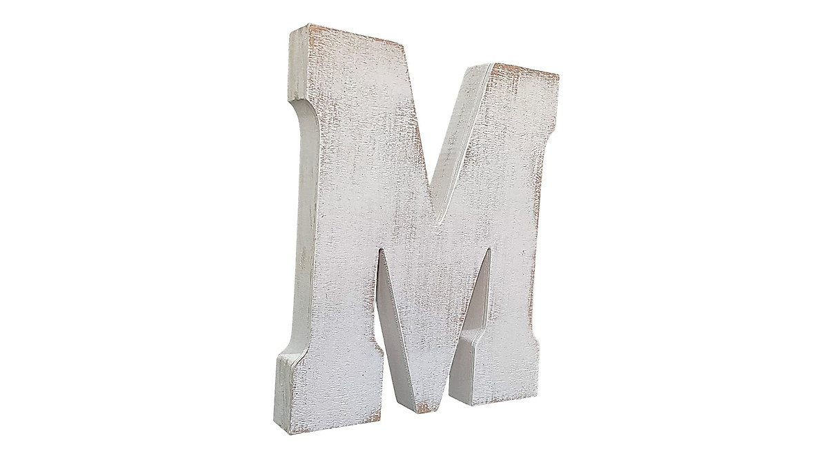 ABELOTS Distressed White Wash Letter Wall Décor (M)