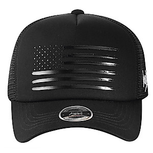 AMPLESH Premium 3D Embossed American Flag Trucker Hat Mesh Baseball Cap Outdoor Snapback Hat for Men Women (as1, Alpha, m, l, All Black)