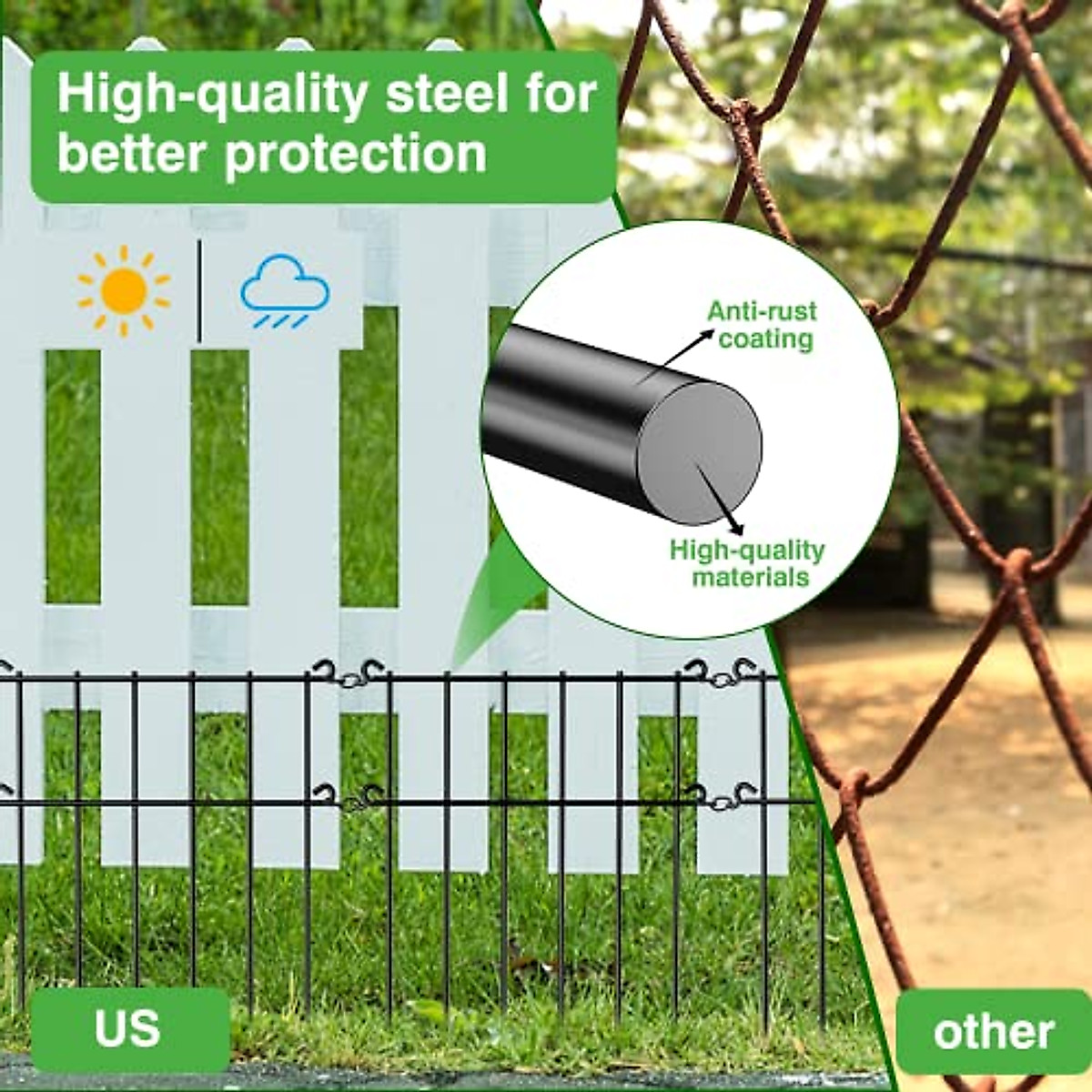 25 Pack Garden Fence No Dig Fencing, 17inchx19ft Rustproof Metal Wire Panel Animal Barrier Fence for Dogs, Yard Guard Fence Landscape Patio Outdoor Decor.