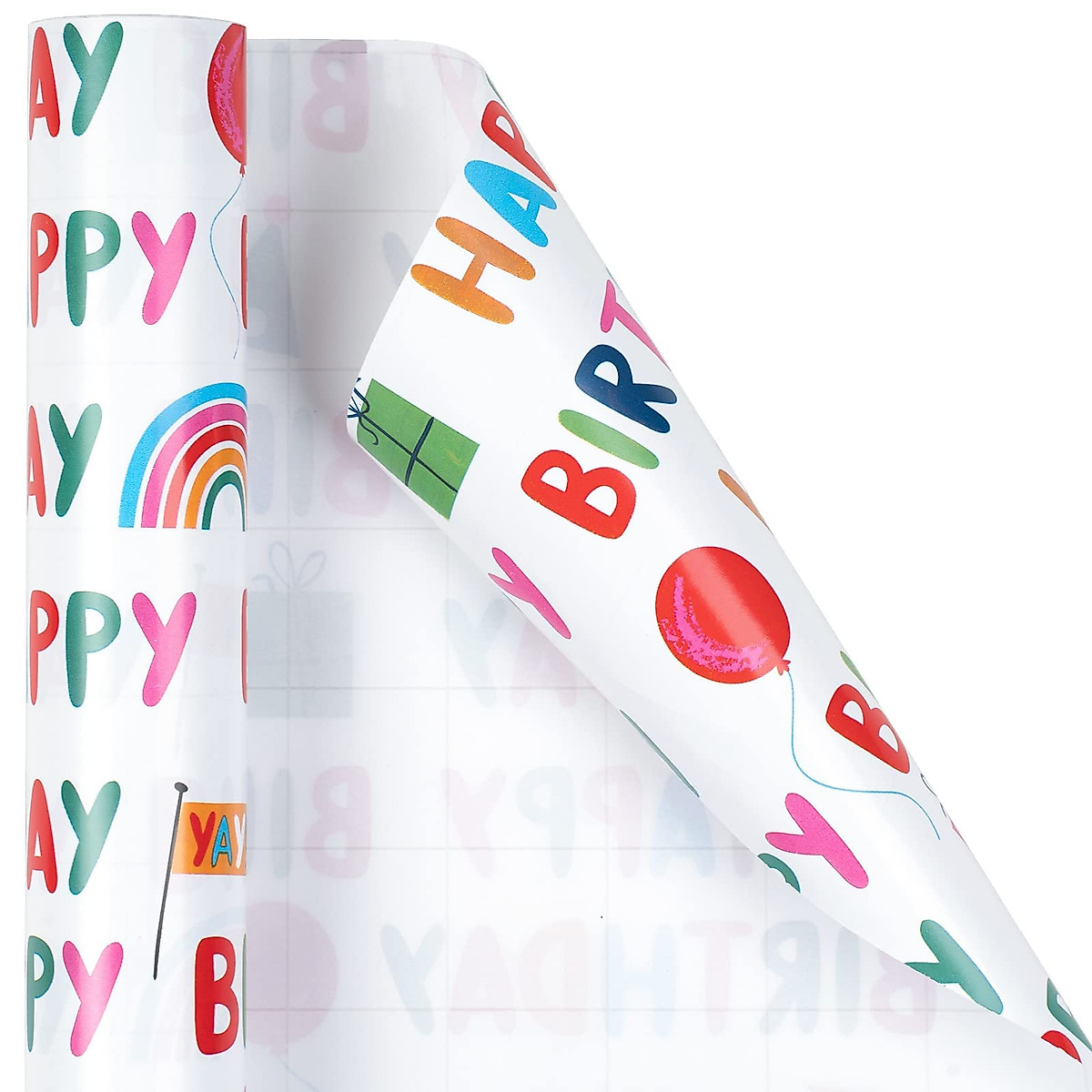 MAYPLUSS Birthday Wrapping Paper Roll - Mini Roll - 17 inch X 120 inch Per roll - Polka dots, Stripes Patterns (42.3 sq.ft.ttl)