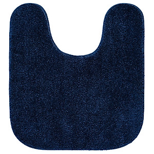 Garland Rug Traditional Washable Bath Rug Set, 4 Piece (Toilet Seat Cover,Contour Rug, 21" x34', 17"x24" Bath Rugs) Navy