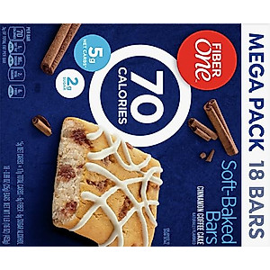 Fiber One 70 Calorie Soft-Baked Bars, Cinnamon Coffee Cake, 18 ct