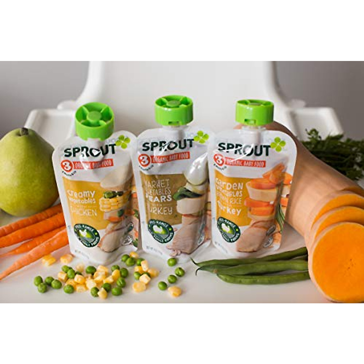 Sprout Organic Baby Food Pouches Stage 3, Creamy Vegetables w/ Chicken, 4 Pouches (Pack of 6) Creamy Vegetables with Chicken 24 Ounce