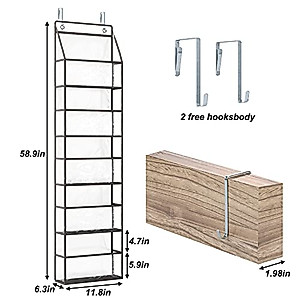 Fixwal Over The Door Hanging Pantry Organizer 5-Shelf Room Organizer with Clear Plastic Pockets Behind The Door Storage Organizer Large Capacity Organizer for Closet Bedroom Bathroom (Grey)
