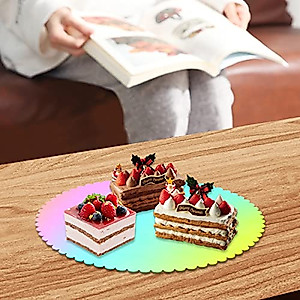 Berglander Rainbow Reusable Cake Boards 12", Stainless Steel Cake Plates With Titanium Colorful Plating, Durable Sturdy Perfect for Cake of 12" or Under, Dishwasher Safe
