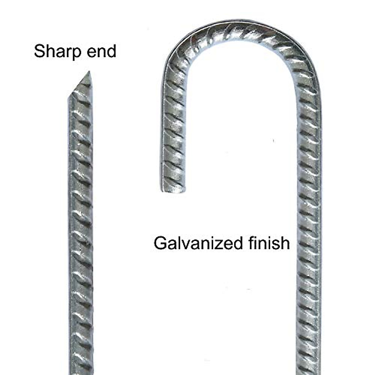 AAGUT 8 Pack Galvanized Rebar Tent Stakes J Hook 12 Inch, Chain Link Fence Stakes Canopy Yard Landscape Garden Staples, Heavy Duty Metal Steel Ground Anchors