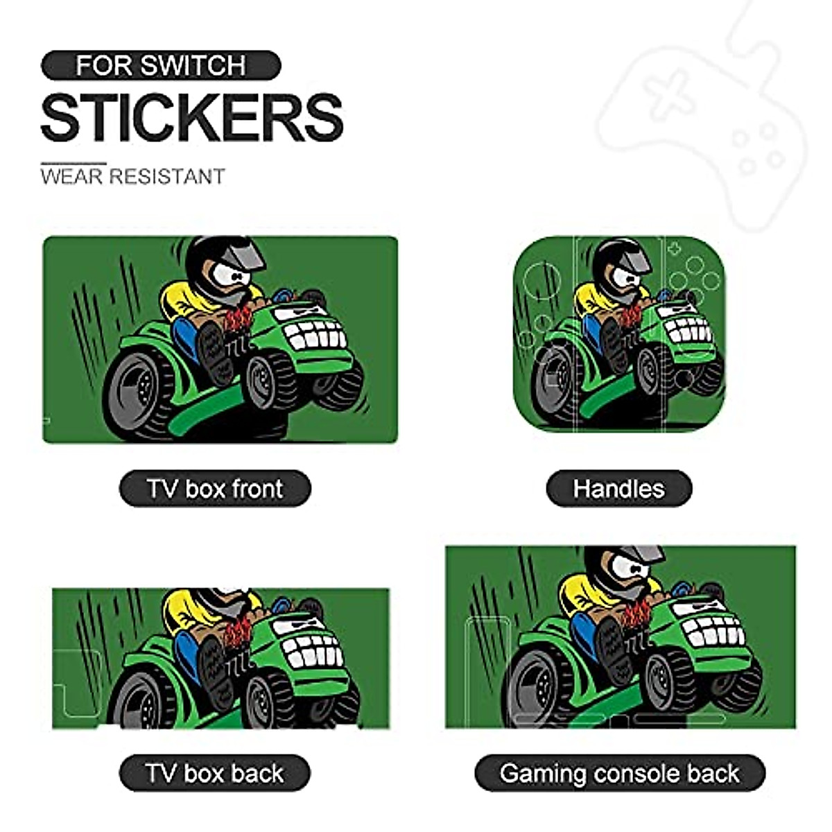 Cartoon Riding Lawnmower Tractor The skin of the switch controller-the whole body PVC sticker decal covers the skin of the switch controller-the delicate matte texture restores the feeling of bare met