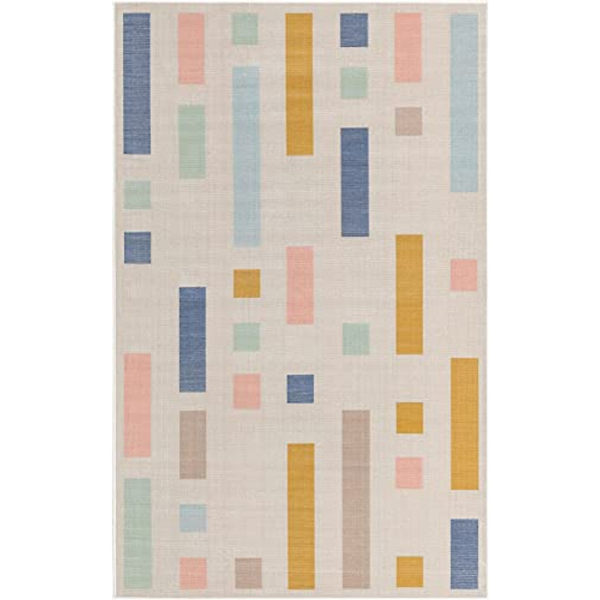 Unique Loom Lotus Collection Modern Geometric Multi/Beige Area Rug (5' 0 x 8' 0)
