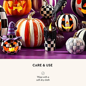 MACKENZIE-CHILDS Melting Candle, Flameless Battery-Operated Candle, Halloween Home Decor, Black-and-White Courtly Check