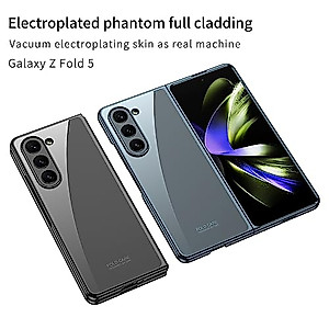 SHIEID Samsung Galaxy Z Fold5 Case, Galaxy Fold 5 Case Slim Hard Case, [Phantom + Electroplated Shell] Lens Protection Cover for Samsung Galaxy Z Fold 5, Transparent