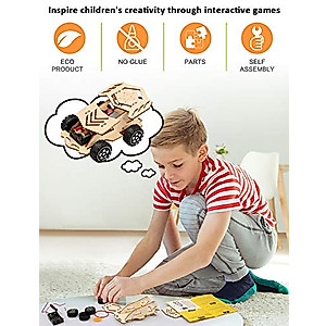 5 in 1 STEM Kits, STEM Projects for Kids Ages 8-12, Wooden Model Car Kits, Gifts for Boys 8-12, 3D Puzzles, Science Educational Crafts Building Kit, Toys for 8 9 10 11 12 13 Year Old Boys and Girls