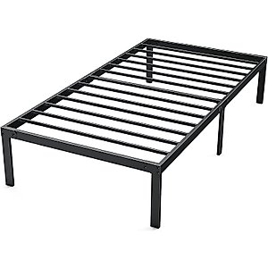 DUMOS Bed Frame - Twin Size Metal Platform Bed Frame Mattress Foundation with Steel Slat Support, No Box Spring Needed, Storage Space Under Frame, Easy Assembly, Black