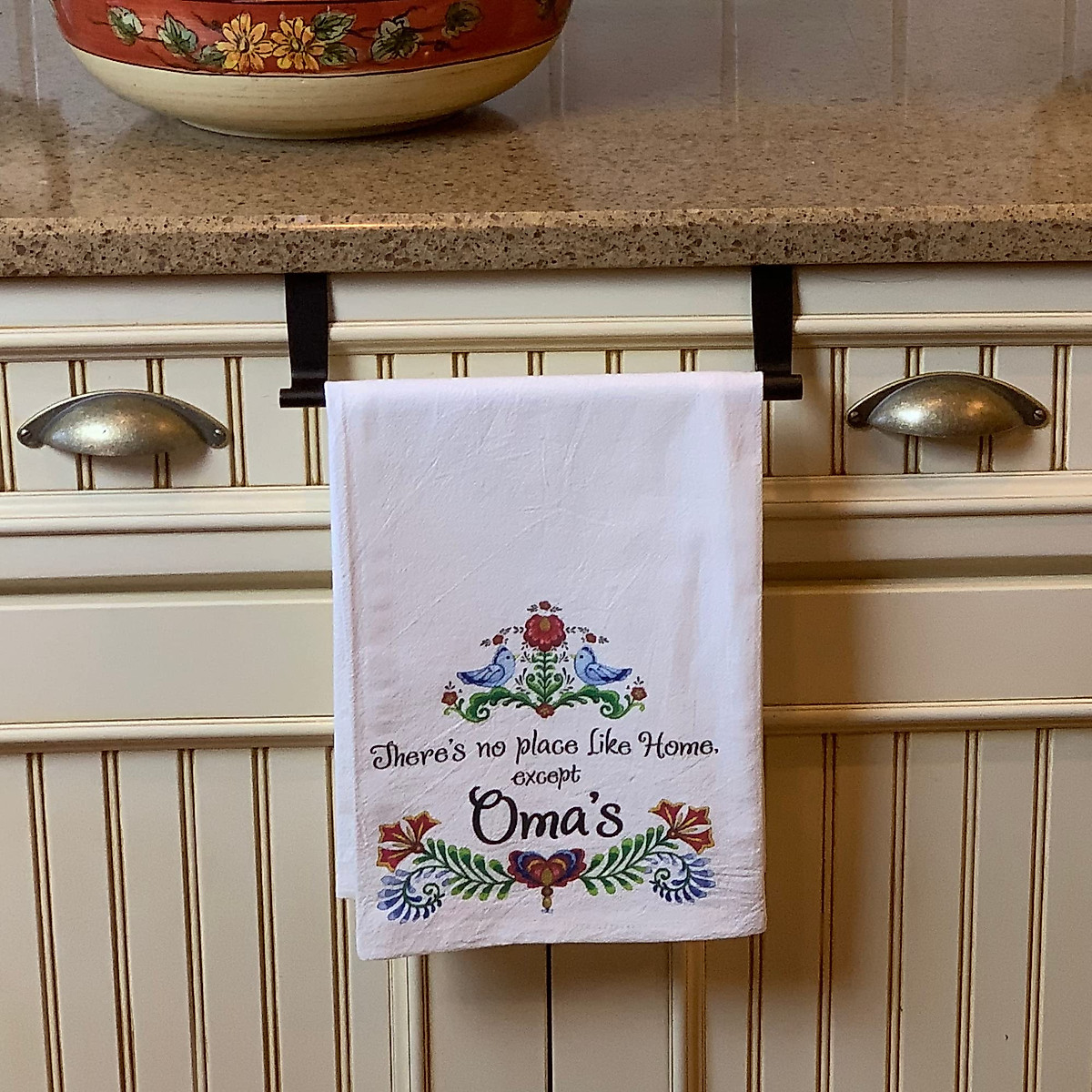Oma's Gift Idea - No Place Like Home Decorative Print 24x24 - 100% Cotton Flour Sack Dish Towels - Flour Sack Kitchen Towels - Flour Sack Towels - Tea Towel | German Gift Outlet