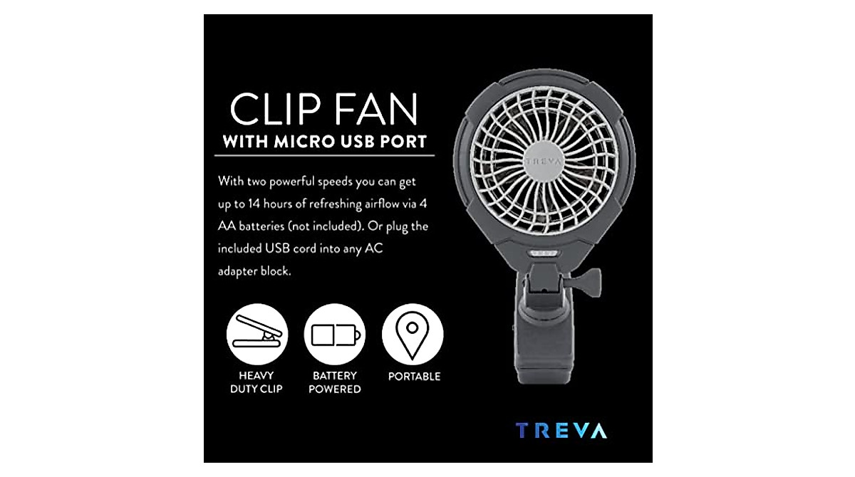 Treva 5" Portable USB & Battery Clip Fan - Stay Cool Anywhere