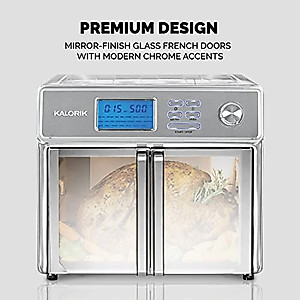 Kalorik MAXX® Plus AFO 47271 SS Digital Air Fryer Oven 26 Quart 10-in-1 Countertop Toaster Oven Air Fryer Combo - Roaster, Dehydrator, Pizza Oven | Easy-Clean Interior, Mirror finish | 14 Accessories & 60 Recipes | 22 Presets | 1750W | Stainless Steel
