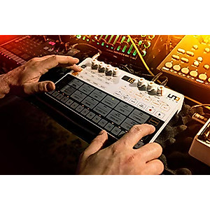 IK Multimedia UNO Drum analog and digital drum machine with 6 analog voices, 64-Step Sequencer, USB and 2.5mm MIDI, 100 pattern presets, battery-powered and portable