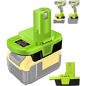 URUN DM18RL Battery Adapter for Dewalt 20V to Replace for Ryobi P108 P109 Battery, for Milwaukee M18 18V Battery Convert for Ryobi 18V Power Tools with USB Port-Green (No Battery)