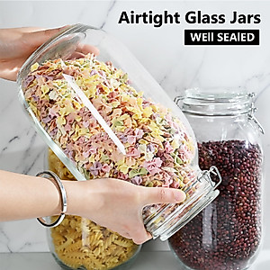 Ollieroo 106oz Glass Jars with Airtight Lid, Large Mason Jars, Wide Mouth Storage Containers for Flour, Cereal, Coffee, Pasta and Canning, Big Glass Kitchen Canisters (Set of 2)