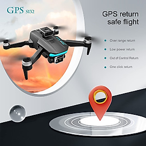 YSH132 Drone With Camera For Adults 4k 1080P HD Foldable Dron rc Drones Toys GPS Auto Return One Touch Take-off and Landing Adjustable Lens (with Carrying Case) (Black)