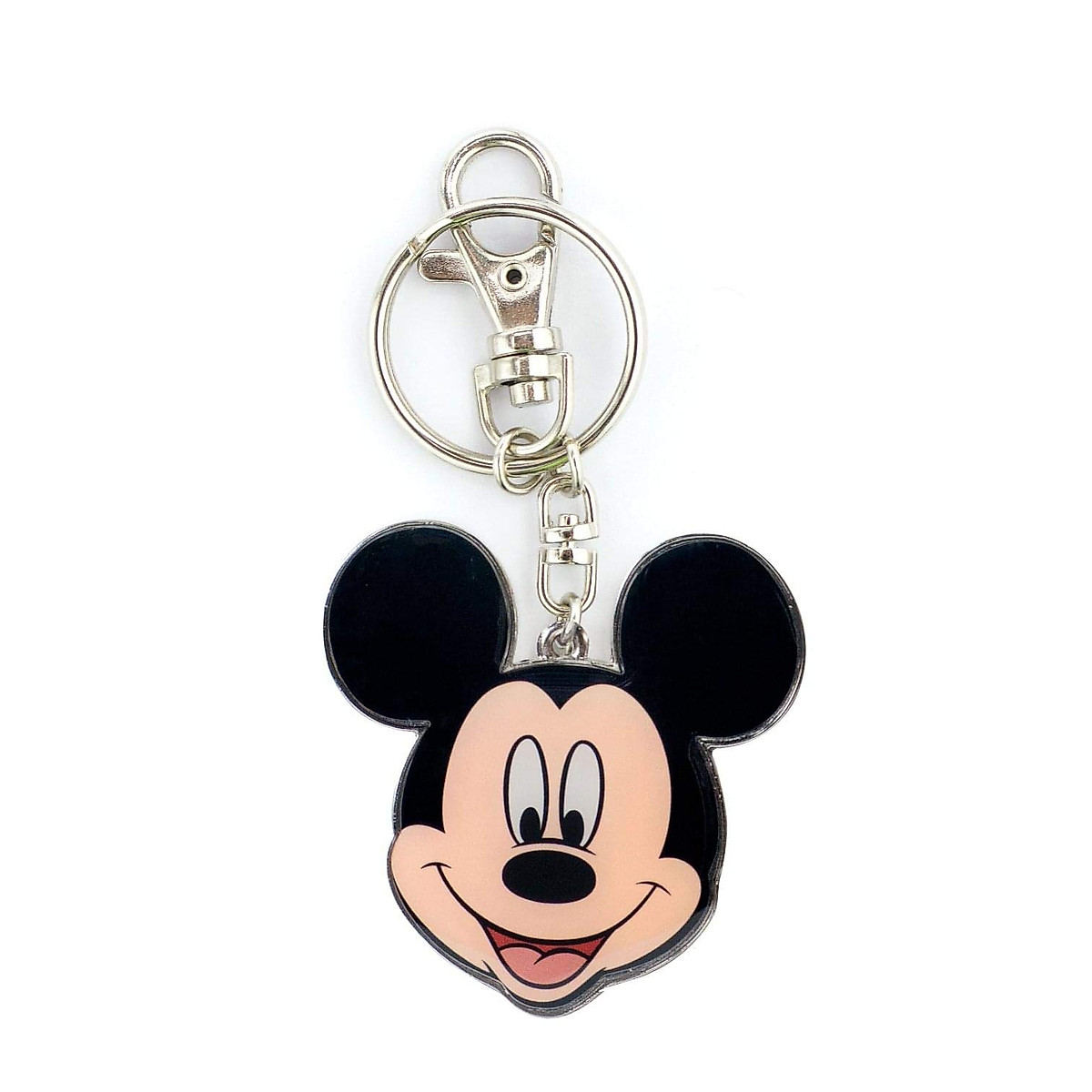 Disney Mickey Two Sided Colored Pewter Key Ring Black, 1"