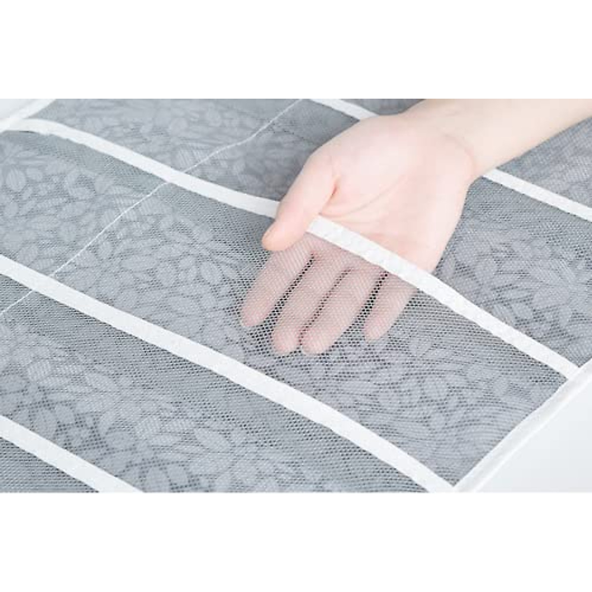 Cafurty Closet Hanging Organizer with Mesh Pockets & Rotating Metal Hanger,Dual Sided Wall Shelf Wardrobe Storage Bags,Oxford Cloth Space Saver Bag for Bra Underwear Underpants Socks -Grey