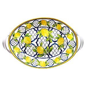 Le Cadeaux Melamine 18 inch Two Handled Oval Platter, Palermo