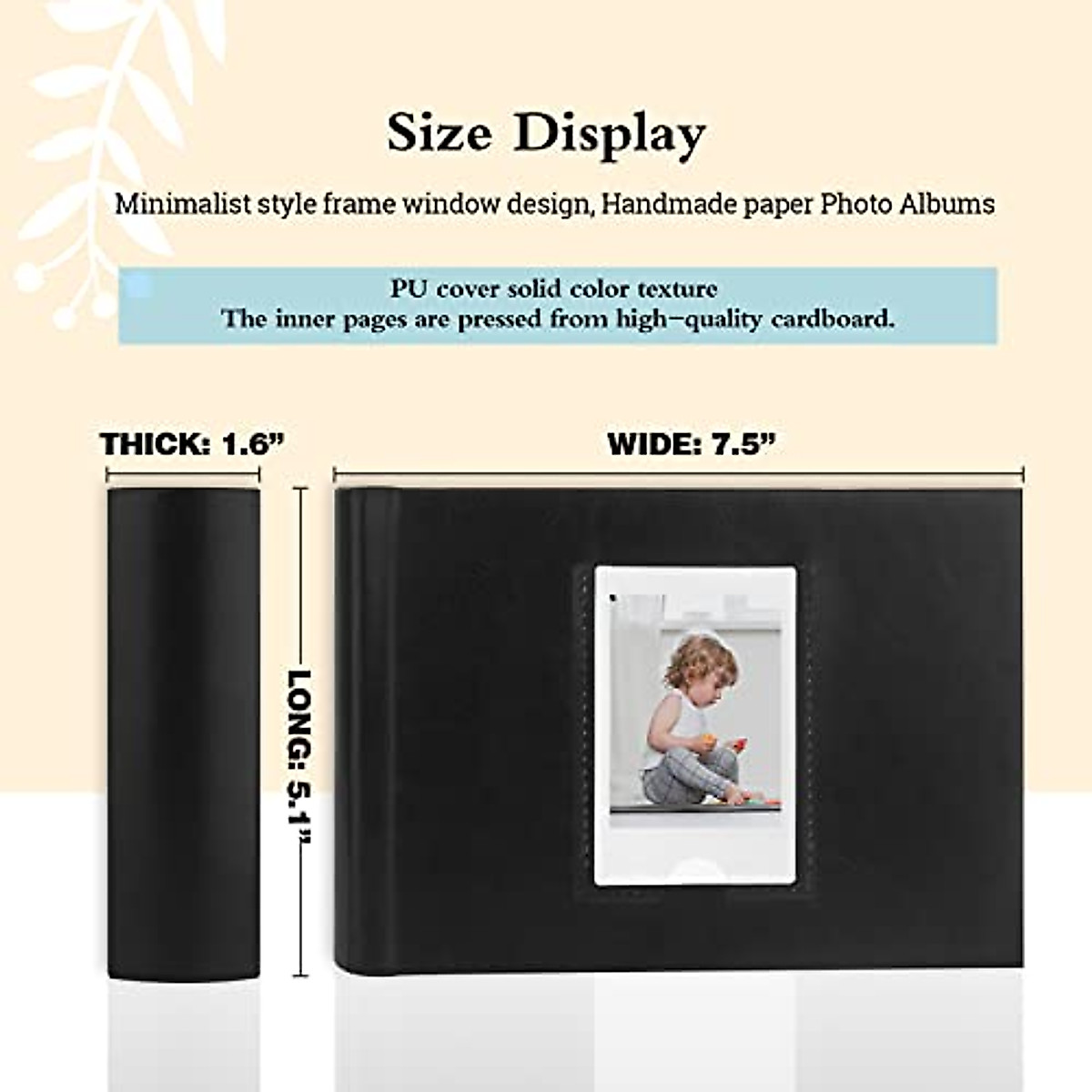 Photo Album with Writing Space for Fujifilm Instax Mini Camera, Polaroid Camera, 64 Pockets Instax Photo Album Polaroid Photo Albums Book for Fujifilm Instax Mini 11 9 8 40 Evo Instant Camera, Black