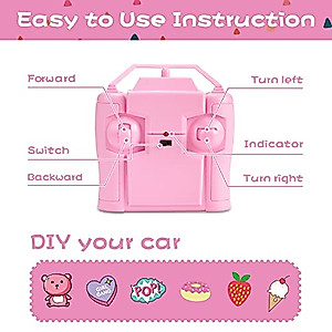 NQD Pink RC Cars 1:16 Scale with DIY Sticker, Remote Control Car for Girls, 80 Min Play 2.4Ghz Jeep RC Trucks,Little Girl Toys Gifts for 4-5 6-7 8-10 Years Old