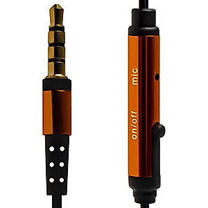 Bastex Universal Earphone/Ear Buds 3.5mm Stereo Headphones in-Ear Tangle Free Cable with Built-in Microphone Earbuds for iPhone iPod iPad Samsung Android Mp3 Mp4 and More-Gold/Black