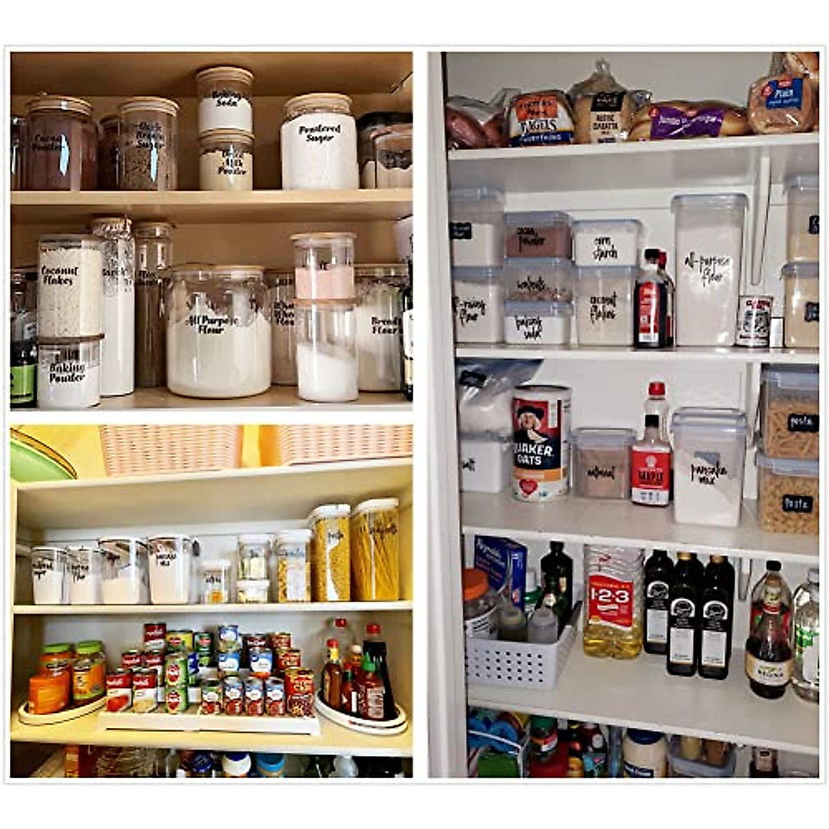 Pantry Labels Spice Jar Labels for Food Containers 168Pcs Kitchen Food Stickers Labels for Storage Bins Bottles Containers Black Text Preprinted Waterproof Removable