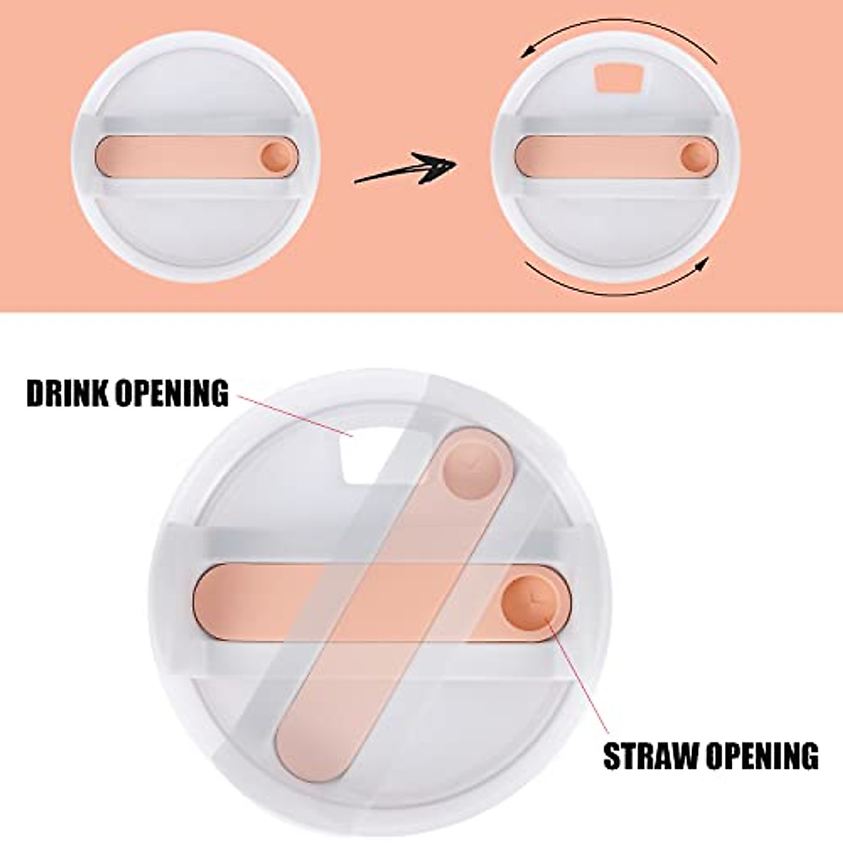 2pcs Tumbler Replacement Lids for Stanley Tumblers, No Leakage Tumbler Cup Lids Accessories for Stanley Quencher H2.0 40oz with Handle, Also for Adventure Quencher Travel Tumbler 40oz