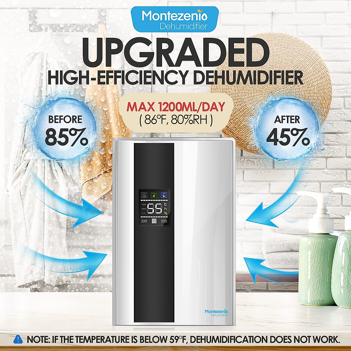Efficient Dehumidifiers for Home - 400 Sq. Ft Quiet Dehumidifier with Drain Hose, Remote Control, Auto Shut Off, and 2 Working Modes, Portable Dehumidifier for Basements, RVs, Closets, Garages