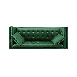 Christopher Knight Home Matilda Modern Glam 3 Seater Velvet Sofa, Emerald Green + Silver