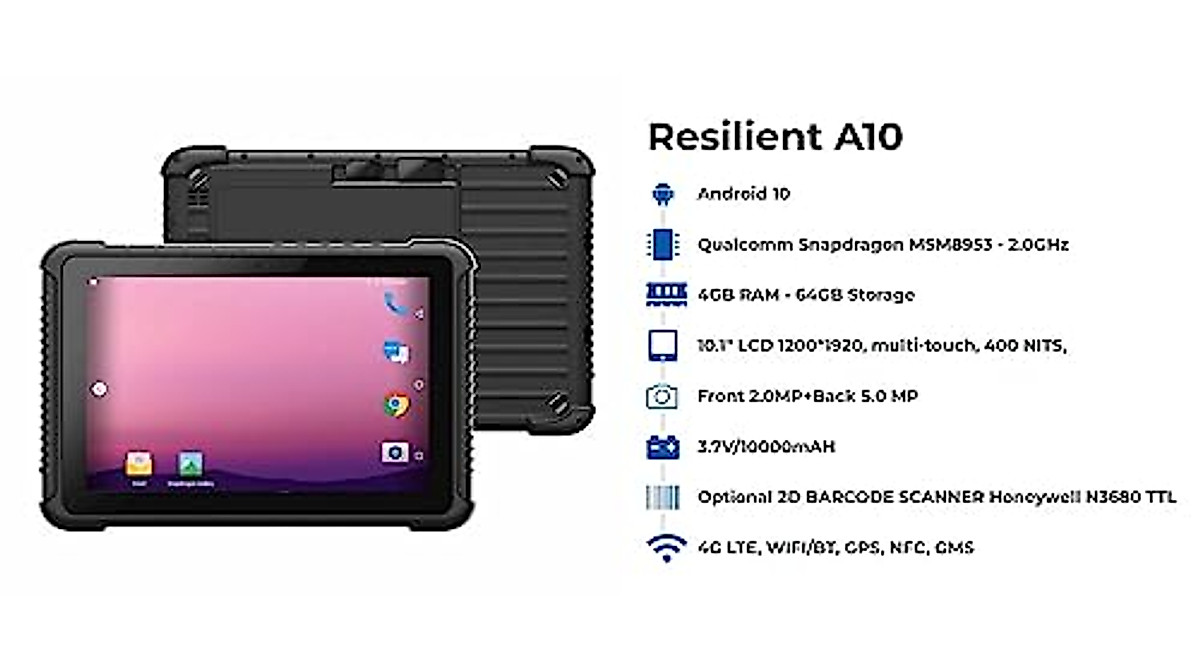 Minno Rugged Android Tablet - Tough & Reliable 10" Device