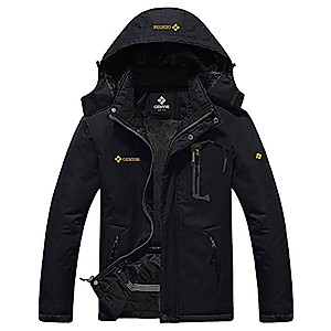 GEMYSE Men's Mountain Waterproof Ski Snow Jacket Winter Windproof Rain Jacket (Black,X-Large)