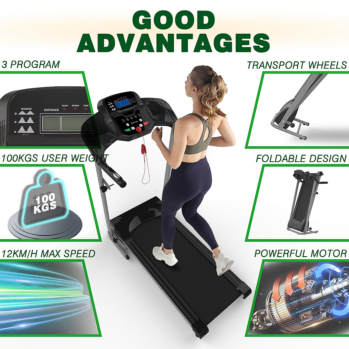 LIVIVOX Under Desk Treadmill，Max 3.5 HP Electric Walking Pad，Folding Treadmill with 300LBS Capacity Designed 2 in 1 Installation-Free Treadmills for Home & Office Small (Ordinary)