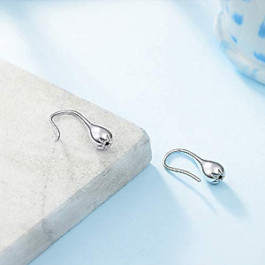 Teardrop Earrings for Women 925 Sterling Silver Small Hoop Drop Earrings Pull Through Dangle Earrings Jewelry Christmas Gifts for Mom Sister
