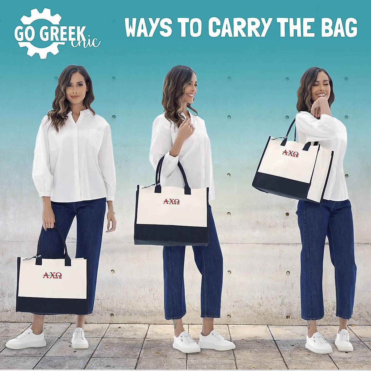 Go Greek Chic Sigma Kappa Embroidered Tote Bag